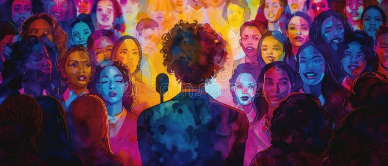 A Singer Performs in Front of a Large Crowd, Bathed in Vibrant Light ...