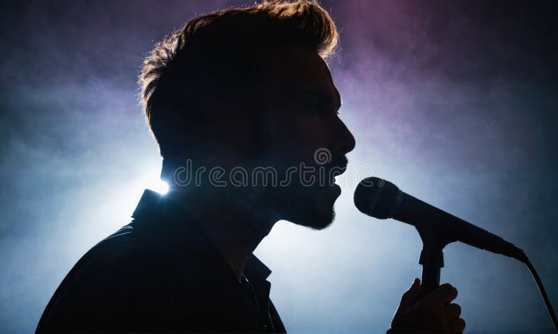 A Singer Performs on Stage, Illuminated by a Bright Spotlight Stock ...