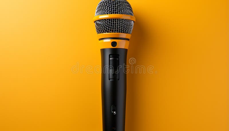 Singer Performs on Stage with Shiny Gold Microphone Generated by AI ...