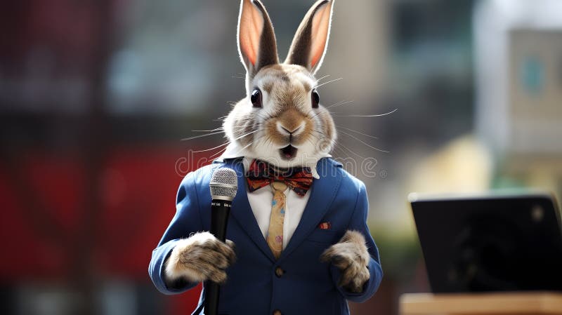 The Singer and Presenter Rabbit Stock Image - Image of rabbit, news ...