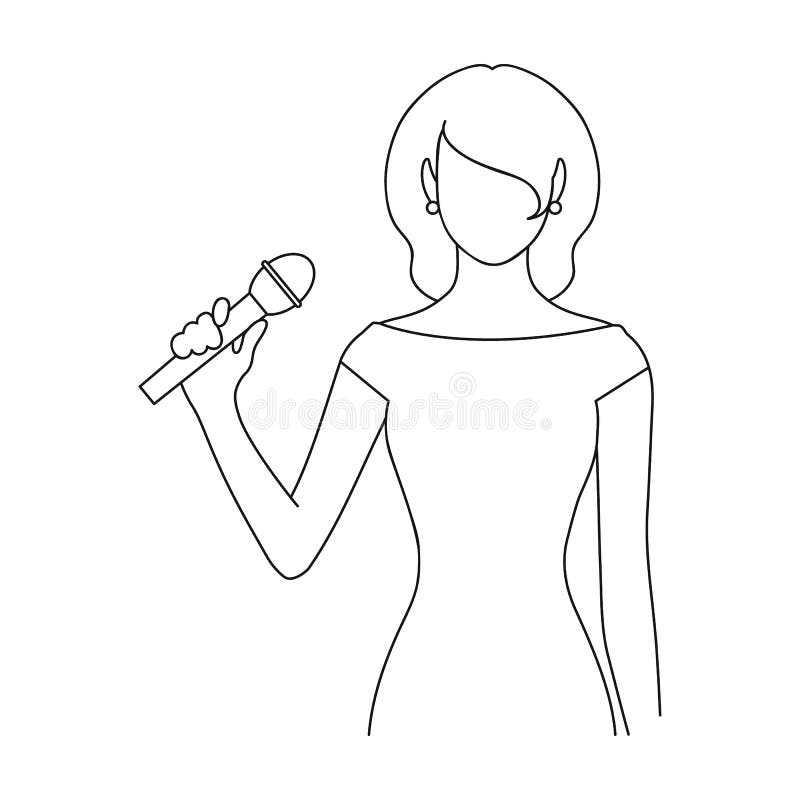 Singer female outline icon stock vector. Illustration of performance ...