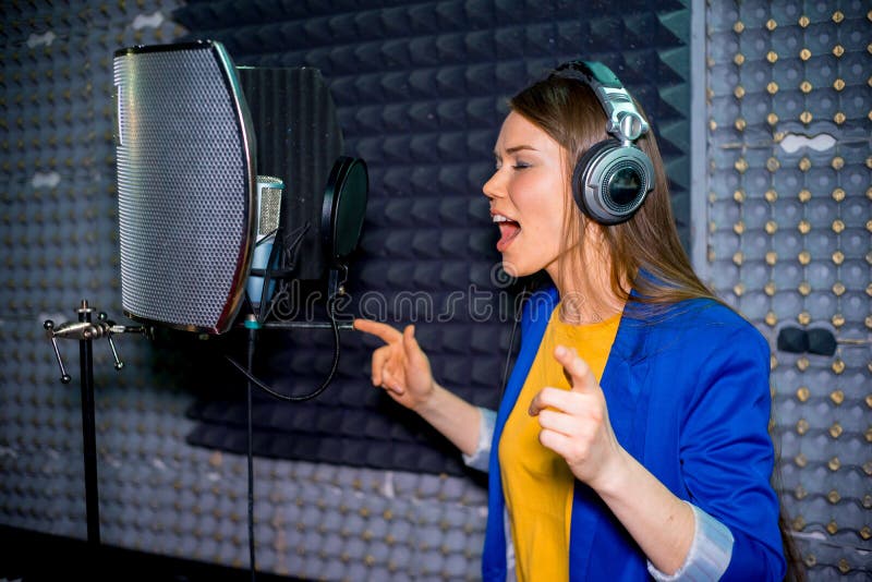 Singer in a Recording Studio Stock Photo - Image of microphone, line ...