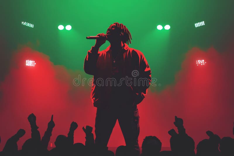 The Singer& X27;s Silhouette is Visible on Stage As the Band Performs a ...