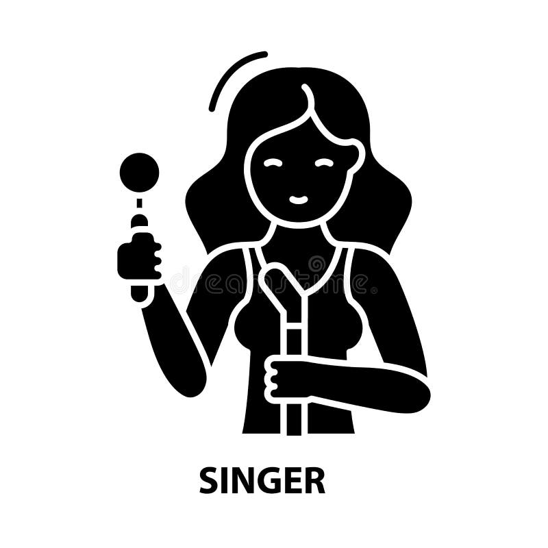 Singer Sign Icon, Black Vector Sign with Editable Strokes, Concept ...