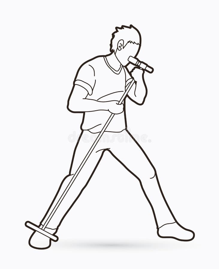 Singer Sing a Song , Man Singing Graphic Stock Vector - Illustration of ...