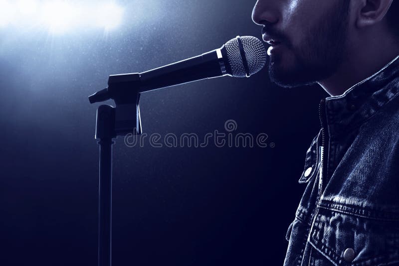 Asian Singer Singing with Microphone Stock Photo - Image of karaoke ...