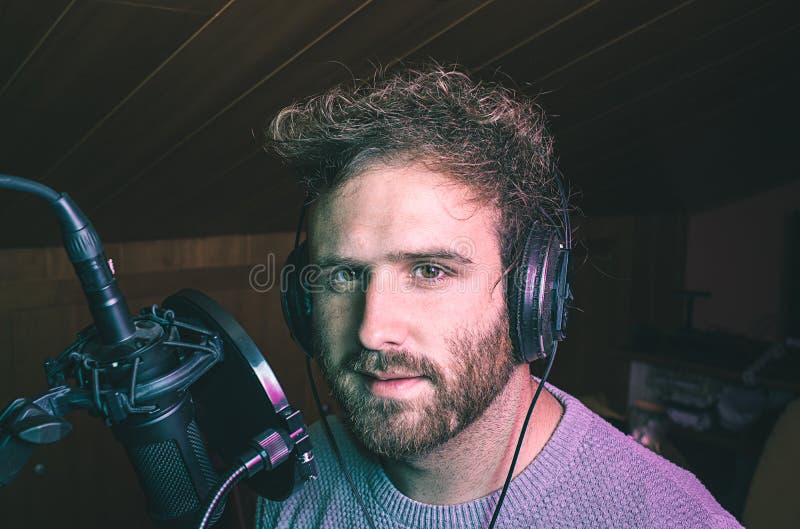 Singer Singing in a Music Studio Stock Photo - Image of singer, african ...