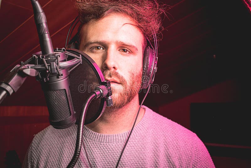 Singer Singing in a Music Studio Stock Photo - Image of singer, african ...