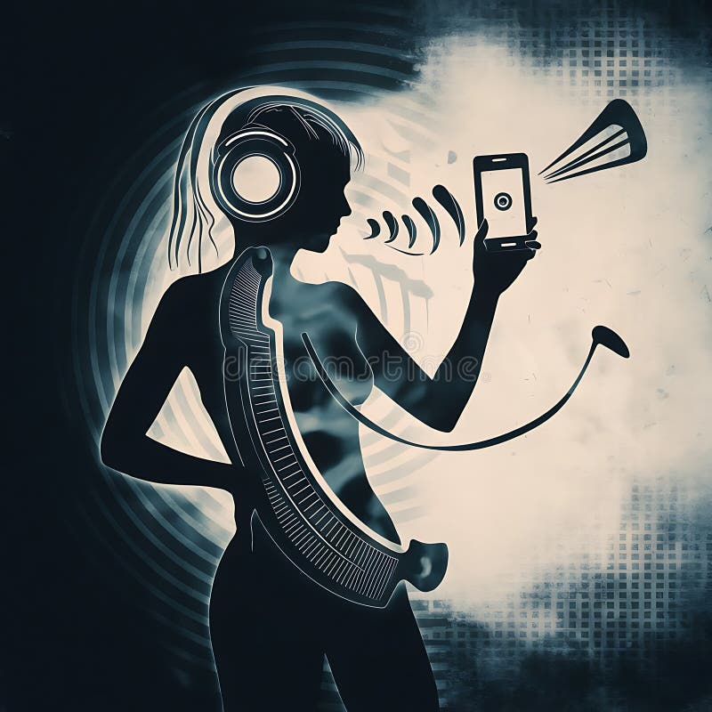 A Singer Singing a Song on Stage Art Stock Illustration - Illustration ...