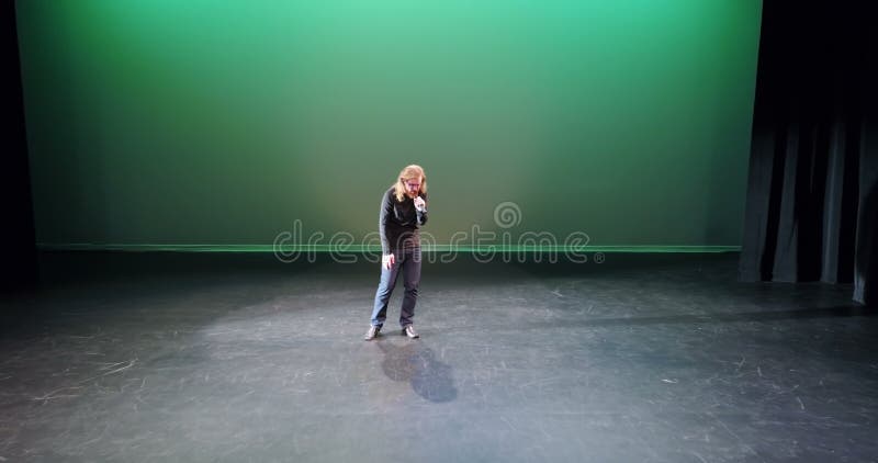 Singer Singing on Studio Stage Shooting for Stock Footage - Video of ...