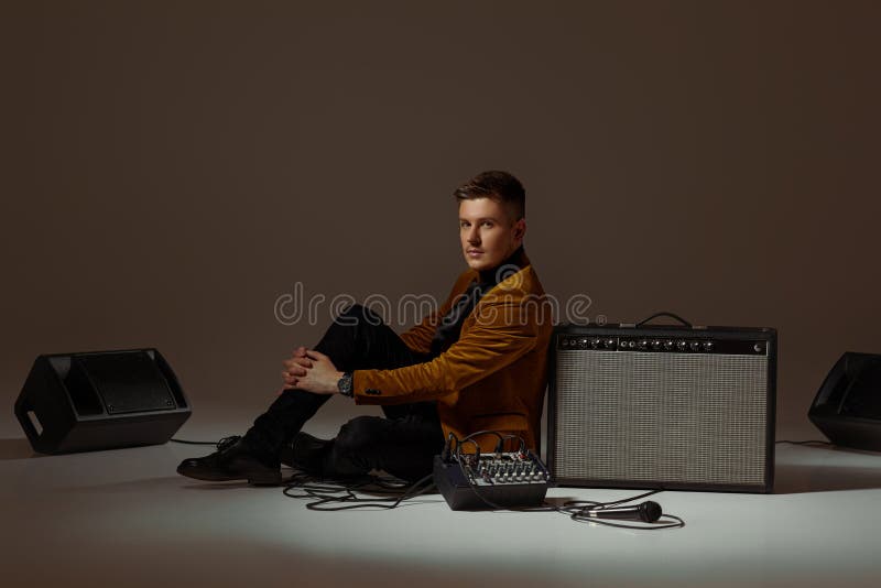 Singer Sitting in Recording Studio Stock Image - Image of microphone ...