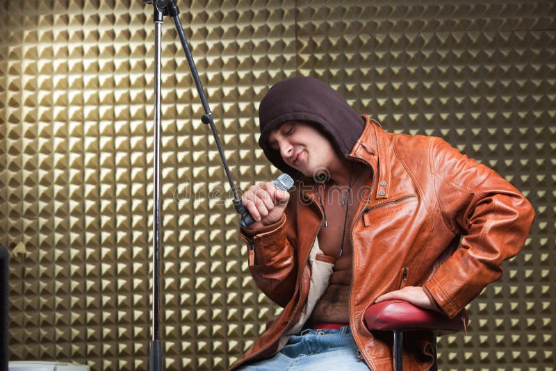 Singer Sitting in Recording Studio Stock Photo - Image of music, style ...