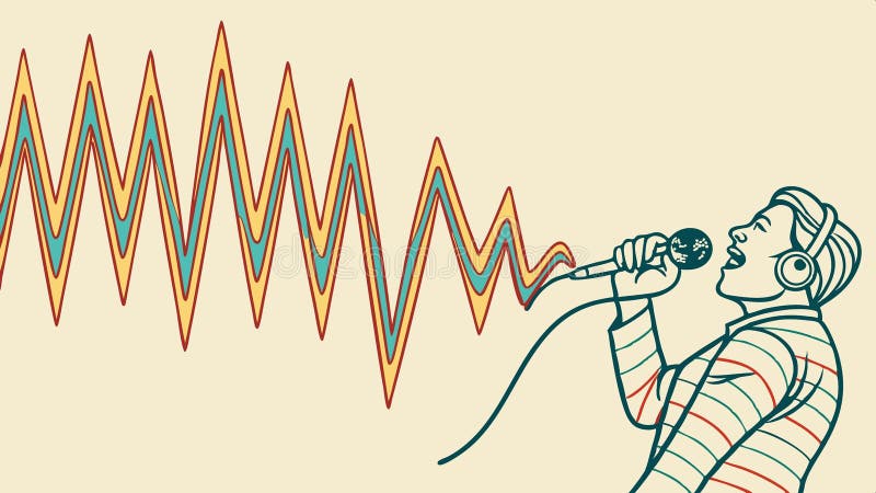 Singer with Sound Waves, Performance Art, Music Expression, Vocal ...