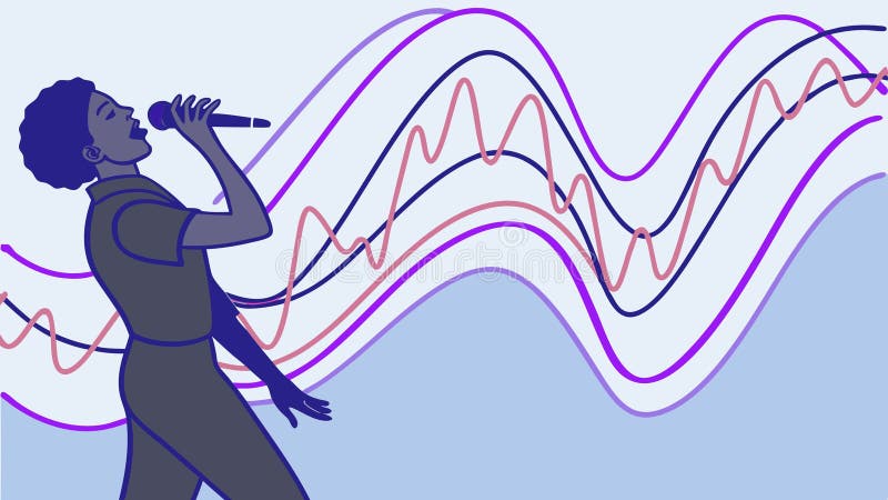 Singer with Sound Waves Vector, Dynamic Performance for Music and ...