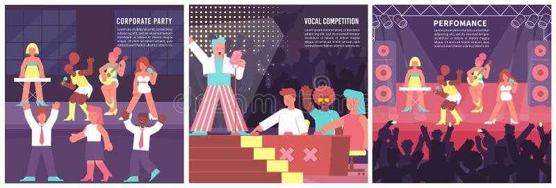 Singer Square Compositions Set Stock Vector - Illustration of festival ...