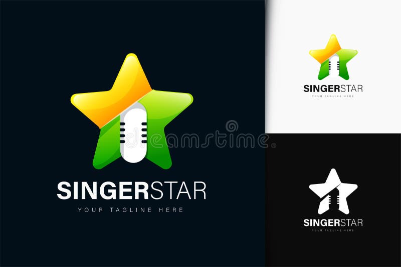 Singer Star Logo Design with Gradient Stock Vector - Illustration of ...