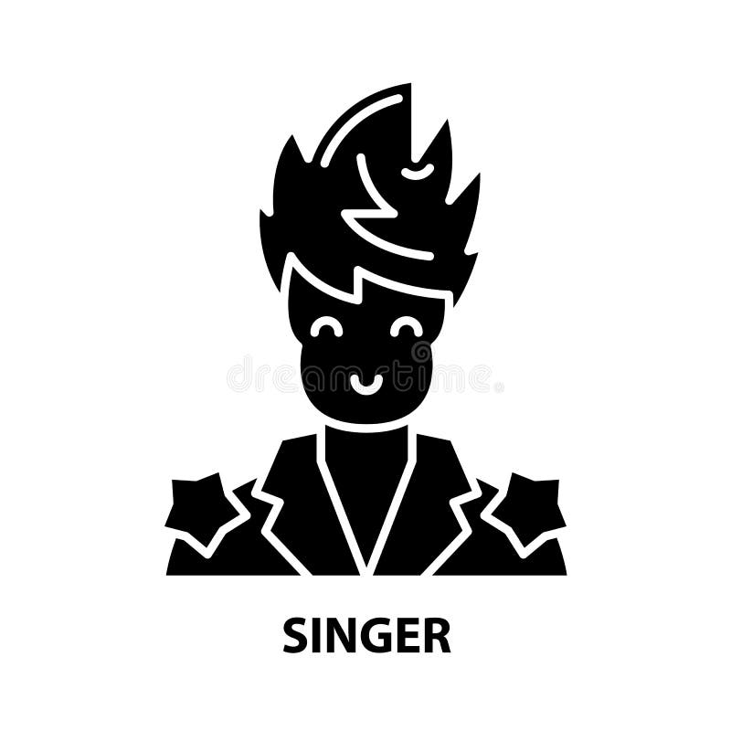 Singer Symbol Icon, Black Vector Sign with Editable Strokes, Concept ...