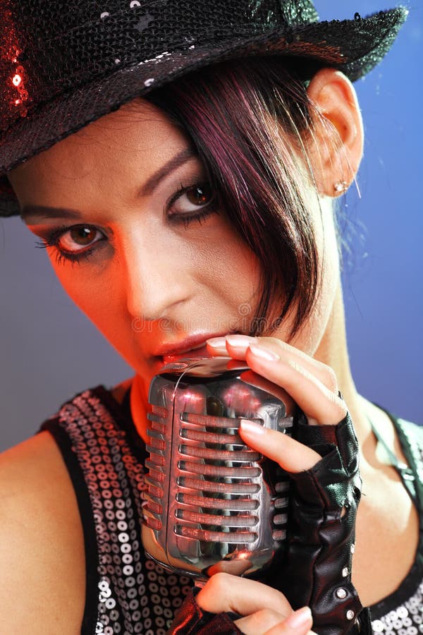 Pop music female singer stock image. Image of face, brunette - 11736509