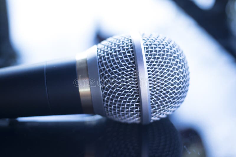 Singers Concert Stage Microphone Stock Image - Image of equipment ...