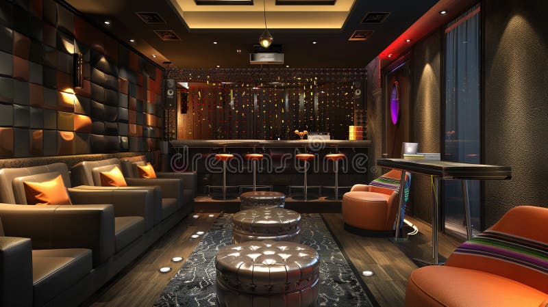 Singers Perform in Upscale Hotel Karaoke Room Stock Illustration ...
