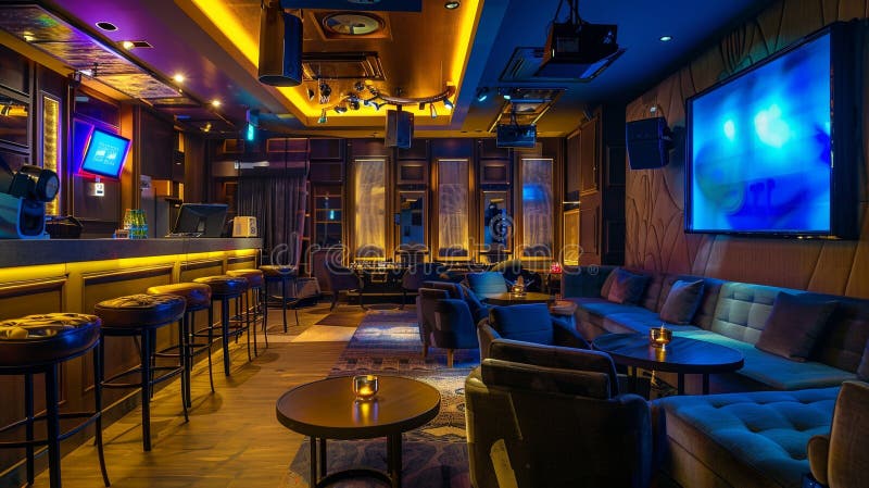 Singers Perform in Upscale Hotel Karaoke Room Stock Illustration ...