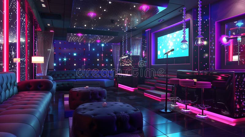 Singers Performing at an Upscale Hotel Karaoke Lounge Stock ...