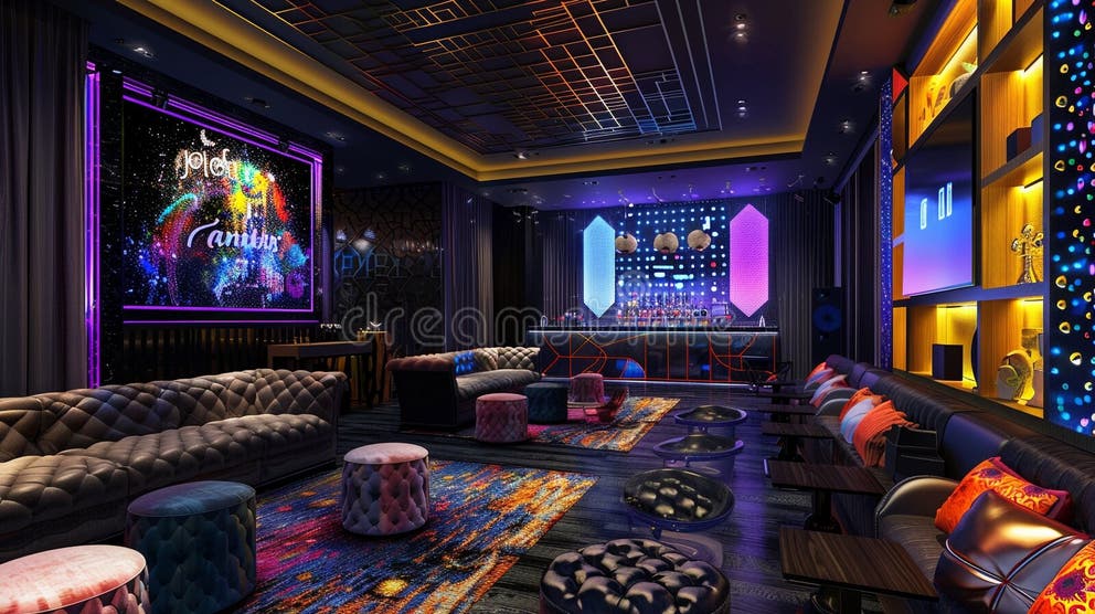 Singers Performing in an Upscale Hotel Karaoke Lounge Stock ...