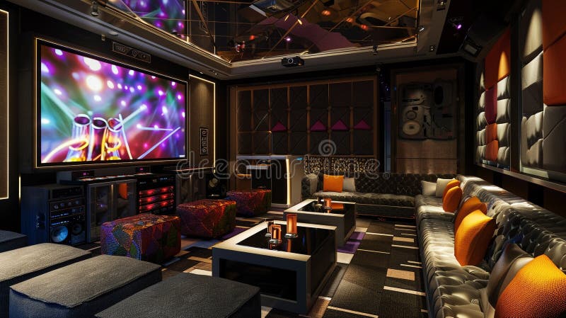 Singers Performing in Upscale Hotel Karaoke Room Stock Illustration ...