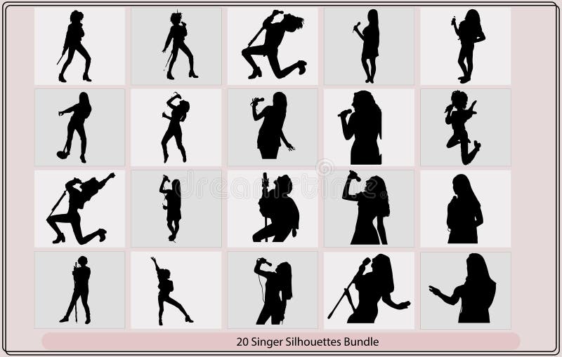 Singers Silhouette Set Vector,singing Peoples Silhouettes, Stock Vector ...