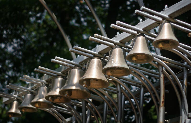 Singing Bells in a Row. stock photo. Image of song, diagonal - 10202484