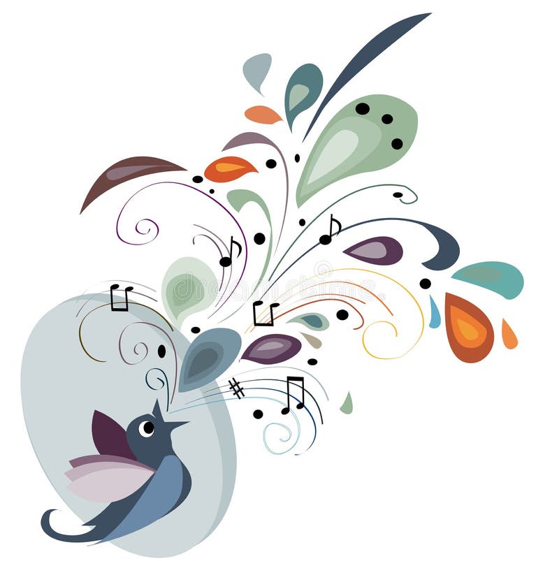 Singing Bird in an Autumn Forest Stock Illustration - Illustration of ...