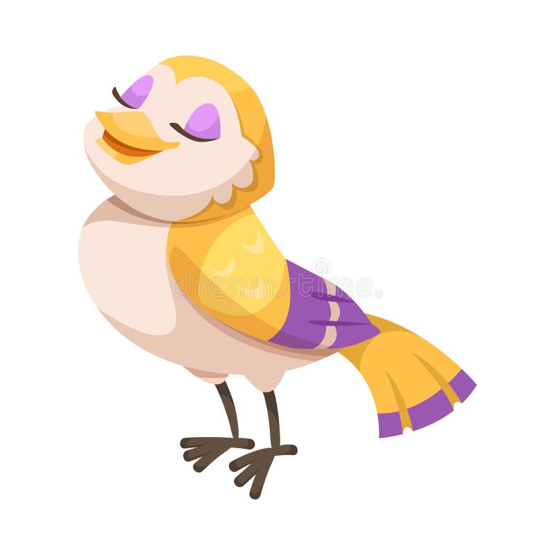 Singing Bird with Beak Enjoy Spring Vector Illustration Stock ...