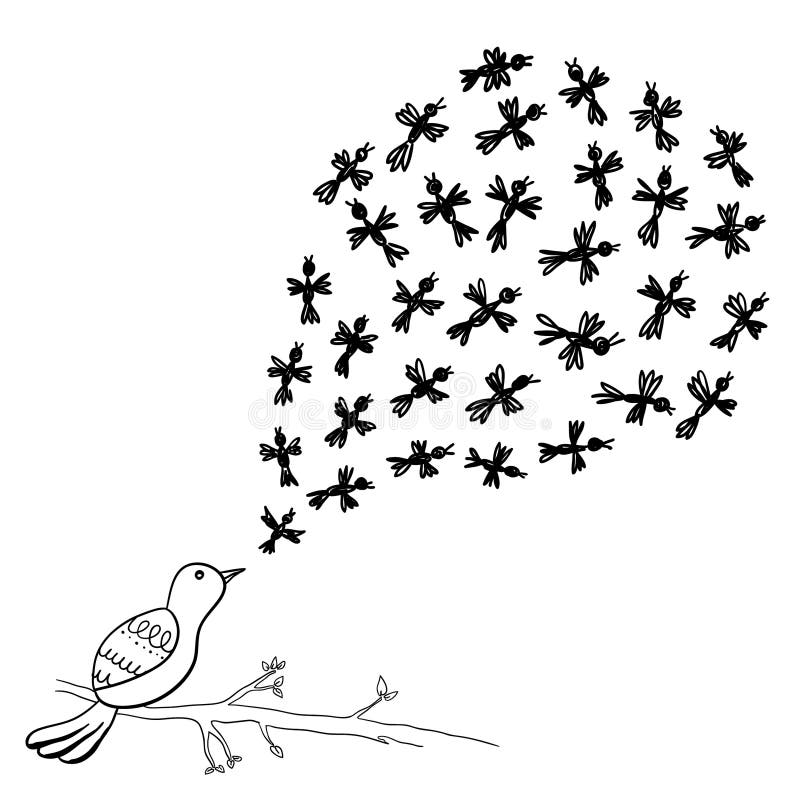 Bird Doodle Set. Birds Hand Drawn Collection. Cute Hand Drawn Bird ...