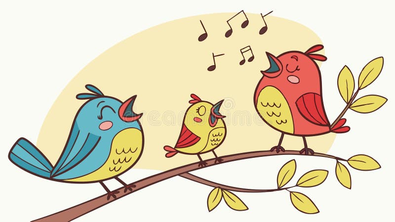 Singing Birds on Branch with Musical Notes, Vector Design Generative AI ...