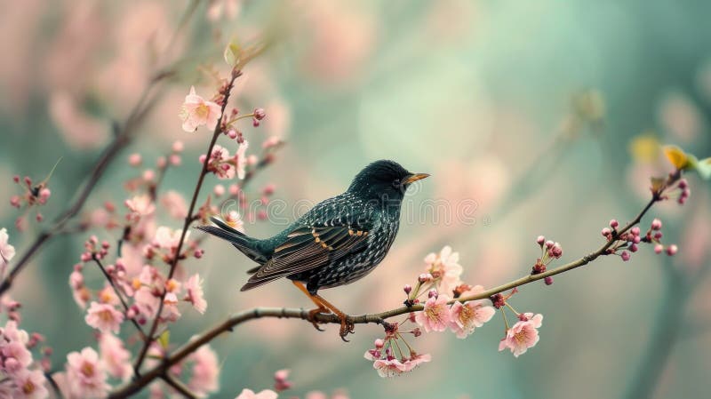 Singing Birds, Musical Notes, and Blossoming Branches Set a Harmonious ...