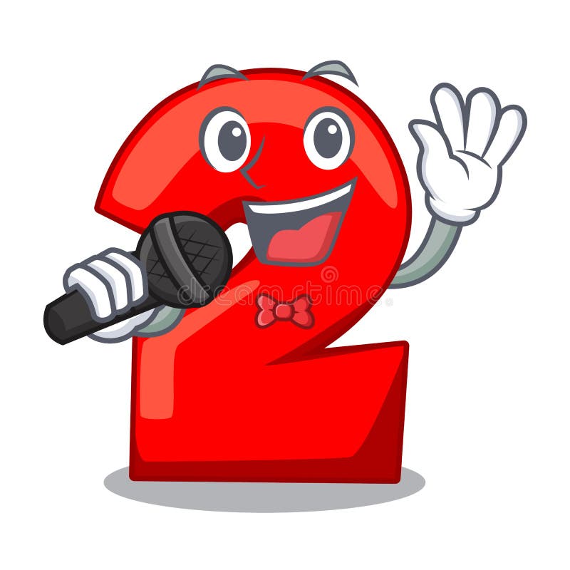 Singing Cartoon Cake Birthday Candle Number Two Stock Vector ...