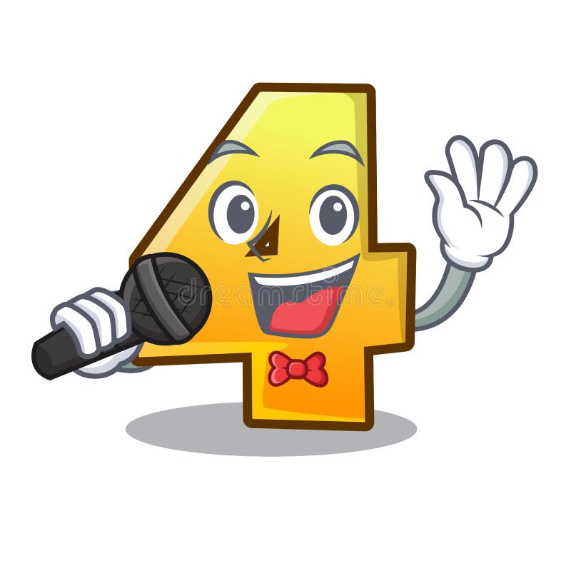 Singing Cartoon the House Number Four Figure Stock Vector ...