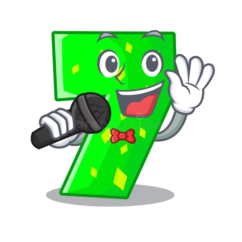 Singing Cartoon Number Seven on Stone Wall Stock Vector - Illustration ...