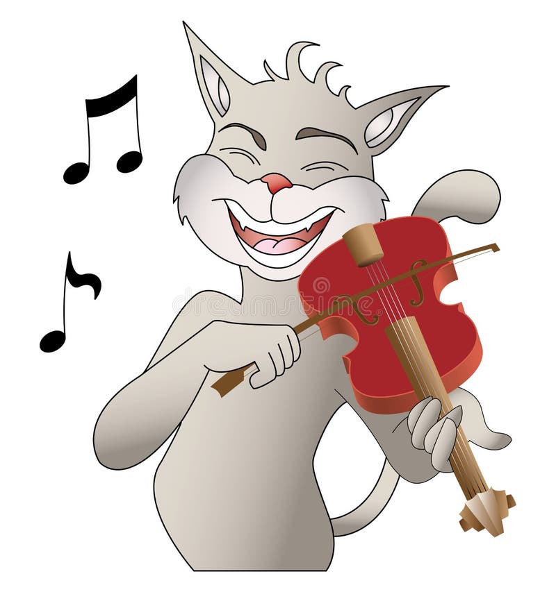 Smiling Cat Playing the Violin Stock Vector - Illustration of animal ...