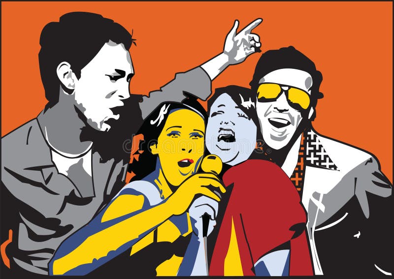 Singing couples stock vector. Illustration of microphone - 4306178