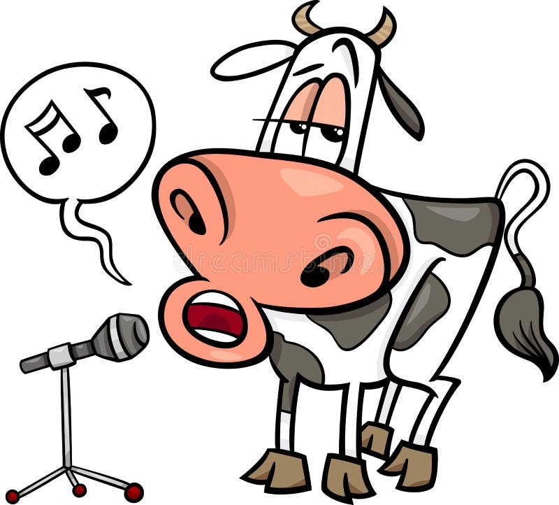 Singing Cow Cartoon Illustration Stock Vector - Illustration of artist ...
