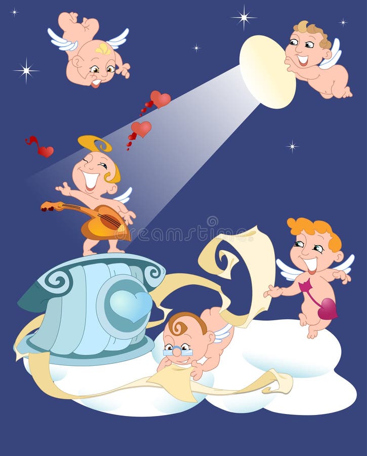 Singing cupids stock vector. Illustration of music, emotions - 21191608