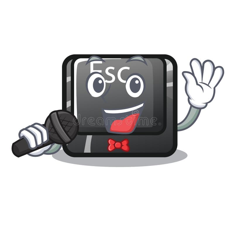 Singing Esc Button Attached To Cartoon Keyboard Stock Vector