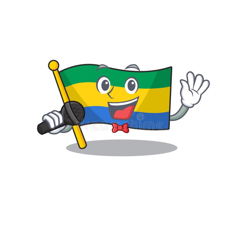 Singing Flag Gabon Isolated in the Cartoon Stock Vector - Illustration ...