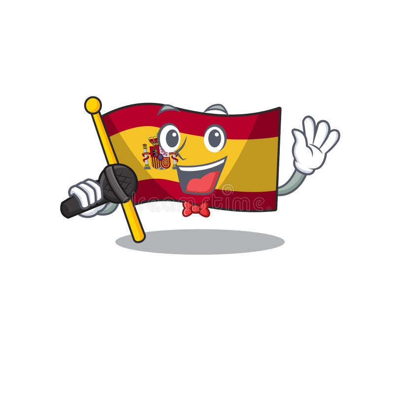 Singing Flag Spain Isolated in the Cartoon Stock Vector - Illustration ...