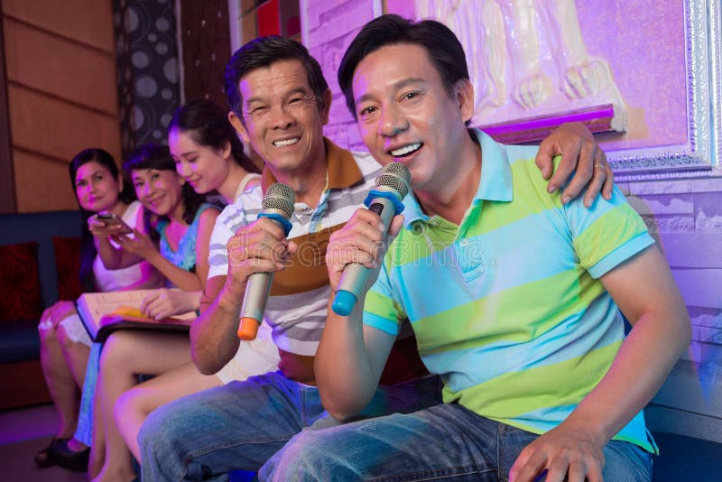 Singing friends stock image. Image of habby, karaoke - 107349483