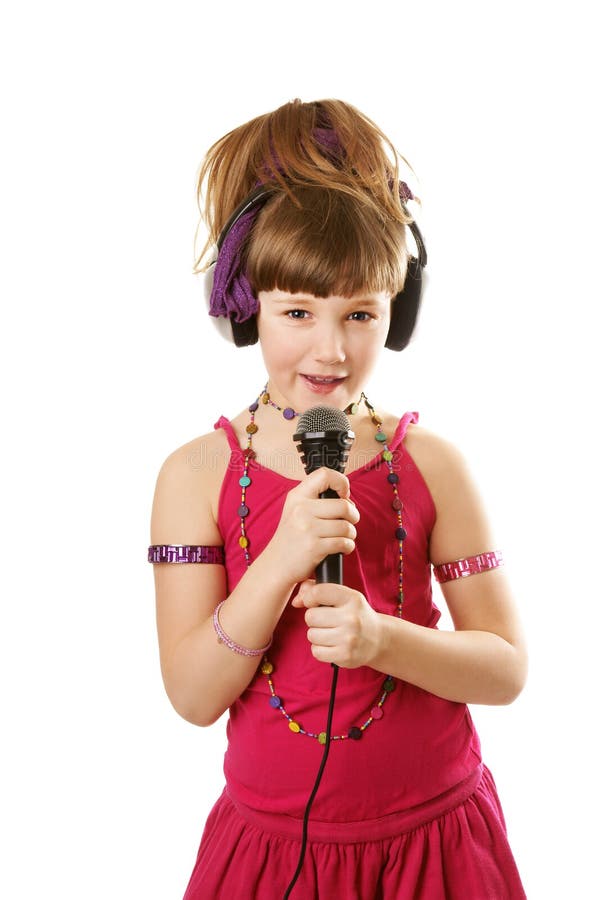 Singing girl stock image. Image of equipment, karaoke - 5029573