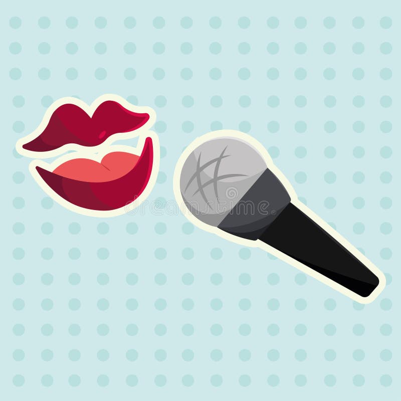 Singing Lips Mic Icon. Vector Stock Illustration - Illustration of ...