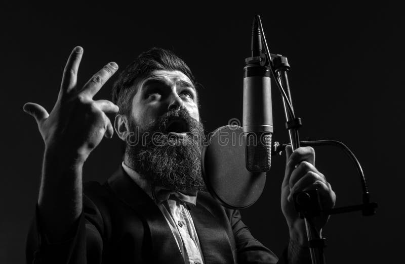 Singing Man Recording Studio Expressive Bearded Microphone Classic ...