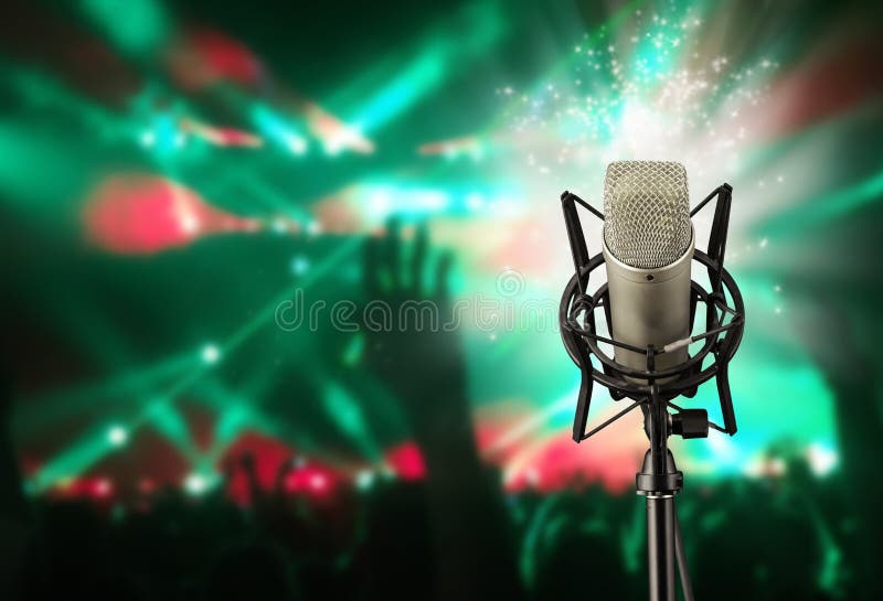 Singing Microphone On Music Concert Stock Photo - Image of microphone ...